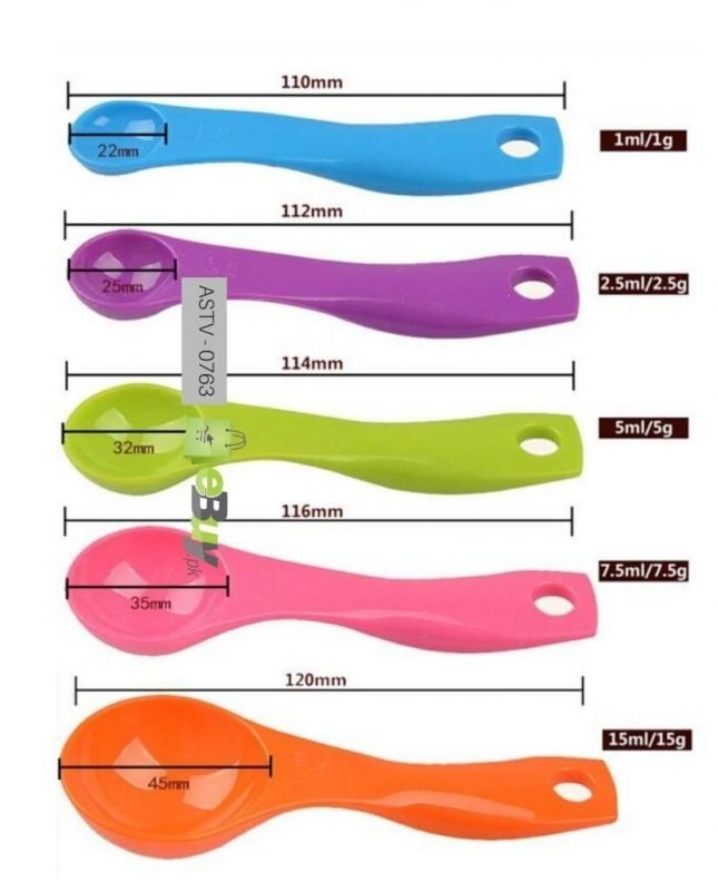 Buy 5 Pcs Colorful Plastic Measuring Spoons Set - eBuy.pk